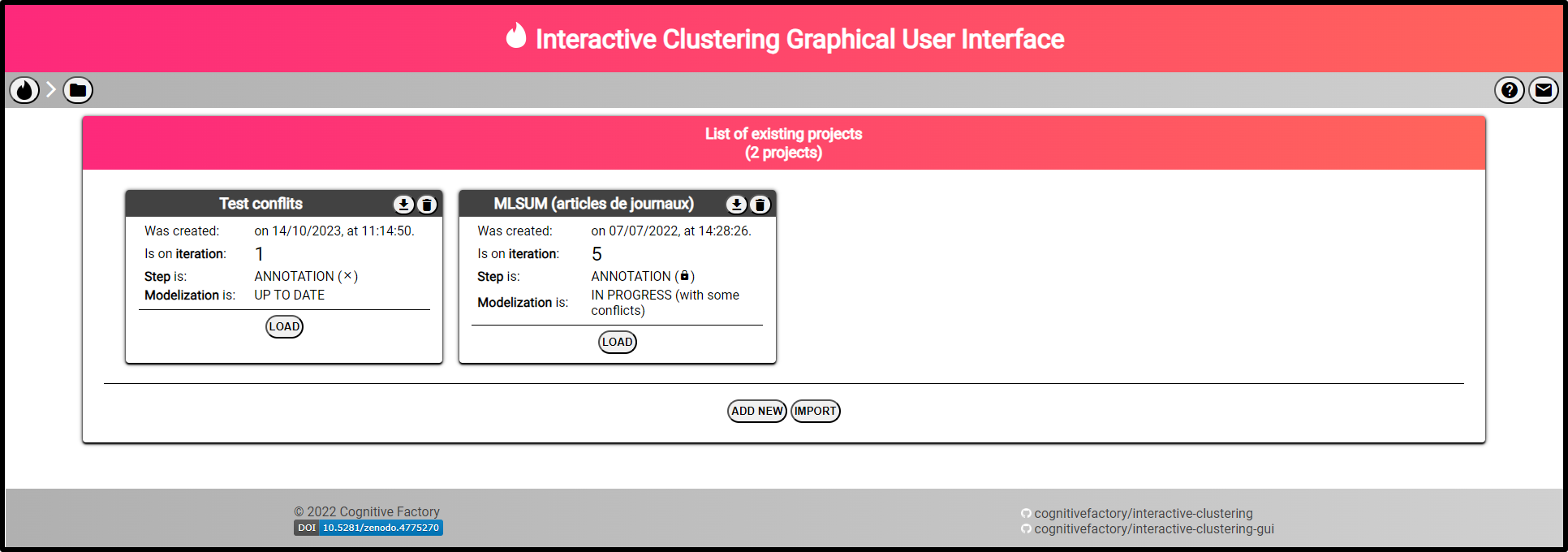 Overview - Interactive Clustering GUI